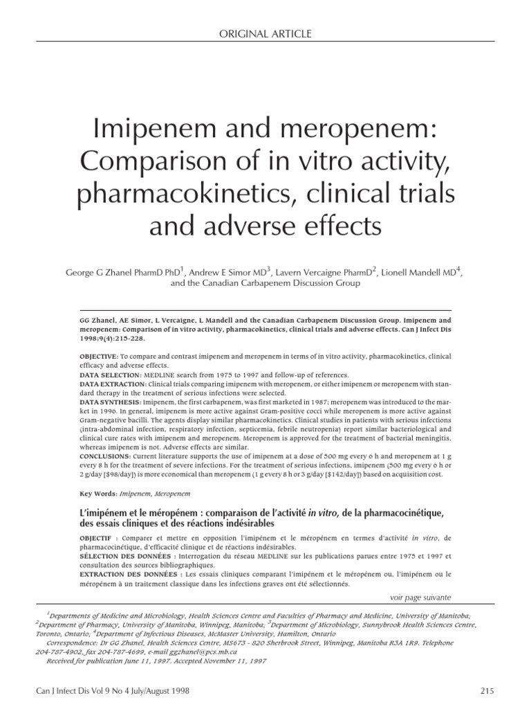 Imipenem and Meropenem Comparison of in Vitro Acti | PDF | Beta ...