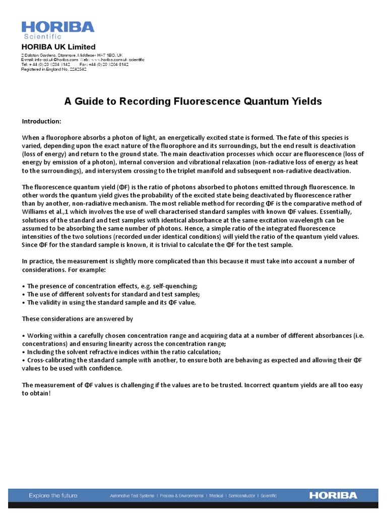Quantum Yield Reference Calculation | PDF | Absorption Spectroscopy ...