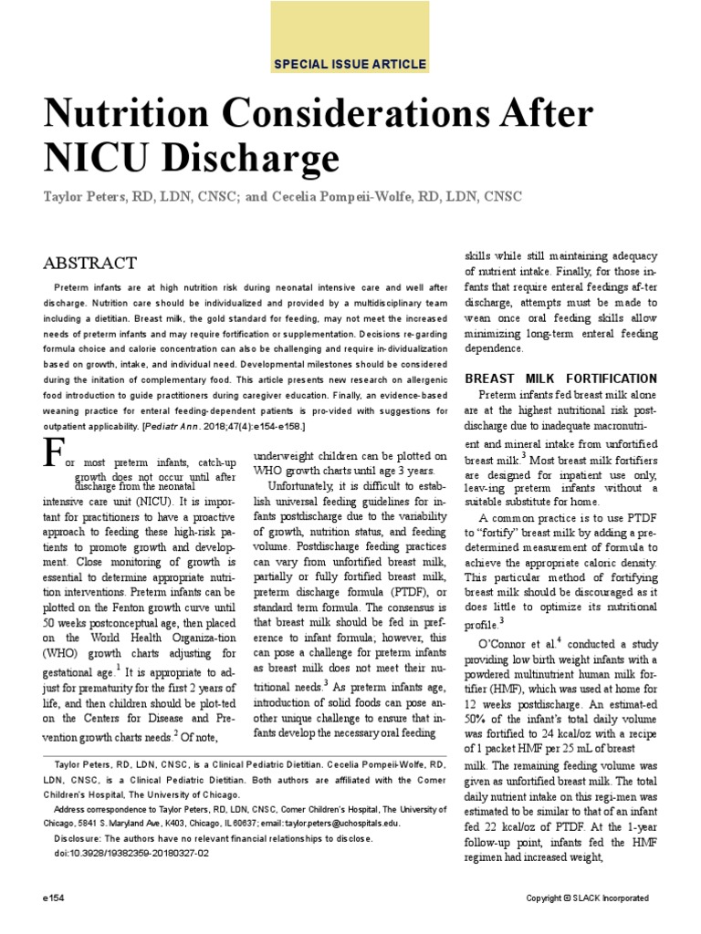 Nutrition Considerations After NICU Discharge: Taylor Peters, RD, LDN ...
