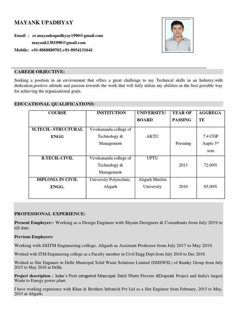 MAYANK CV Official | PDF | Engineering