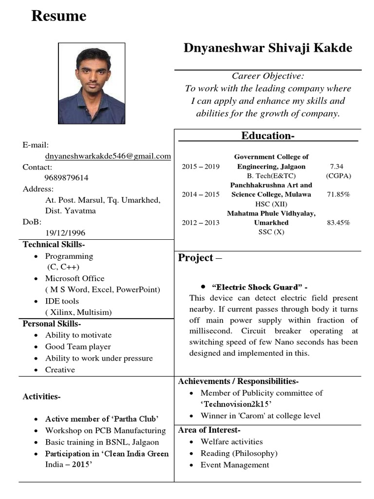 DKakde Resume | PDF | Computing