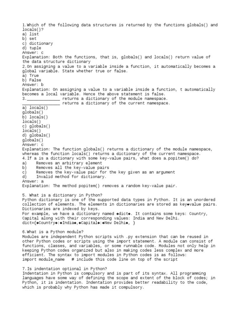 Python Theory Questions Pdf Python Programming Language Variable Computer Science