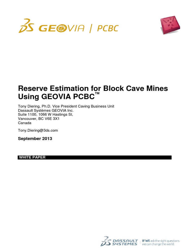 PCBC Reserve Estimisation Block Cave Mines Geovia Whitepaper | PDF ...