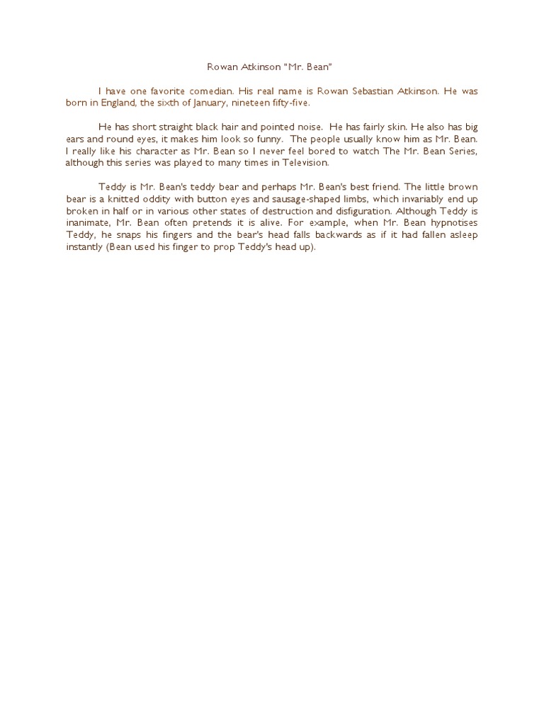 MR Bean Text Descriptive | PDF