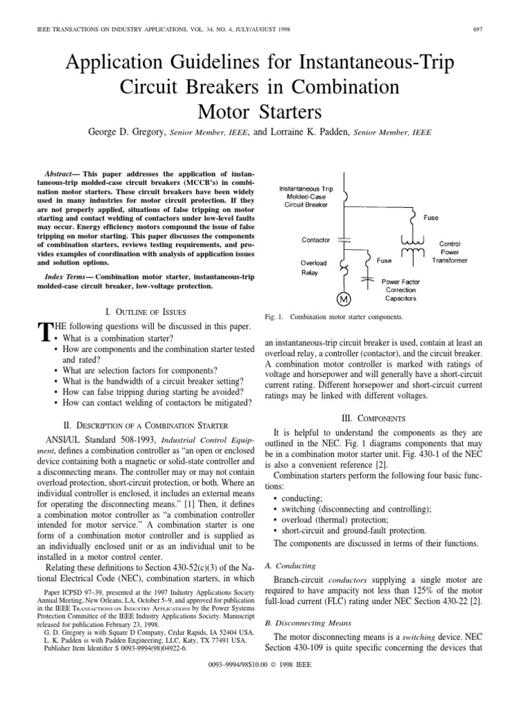 Application Guidelines For Instantaneous-Trip Circuit Breakers in ...