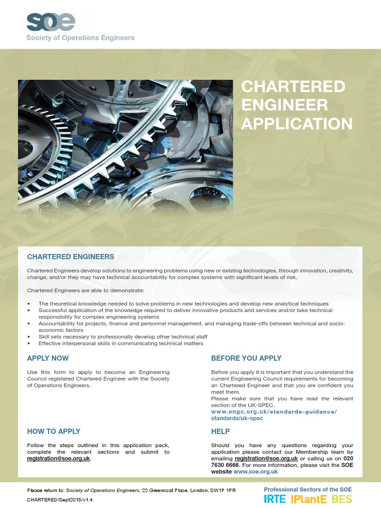 Chartered Engineer Application FINAL 2016 | PDF | Engineering ...