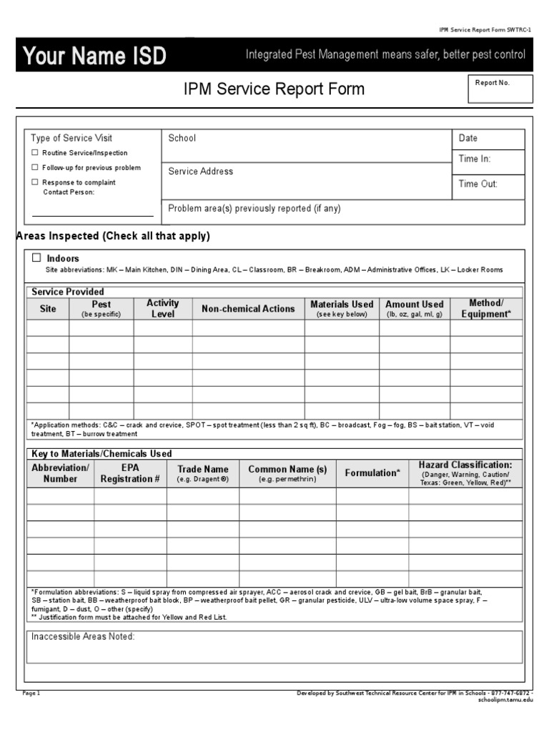 IPM-Service Report Form | Nature