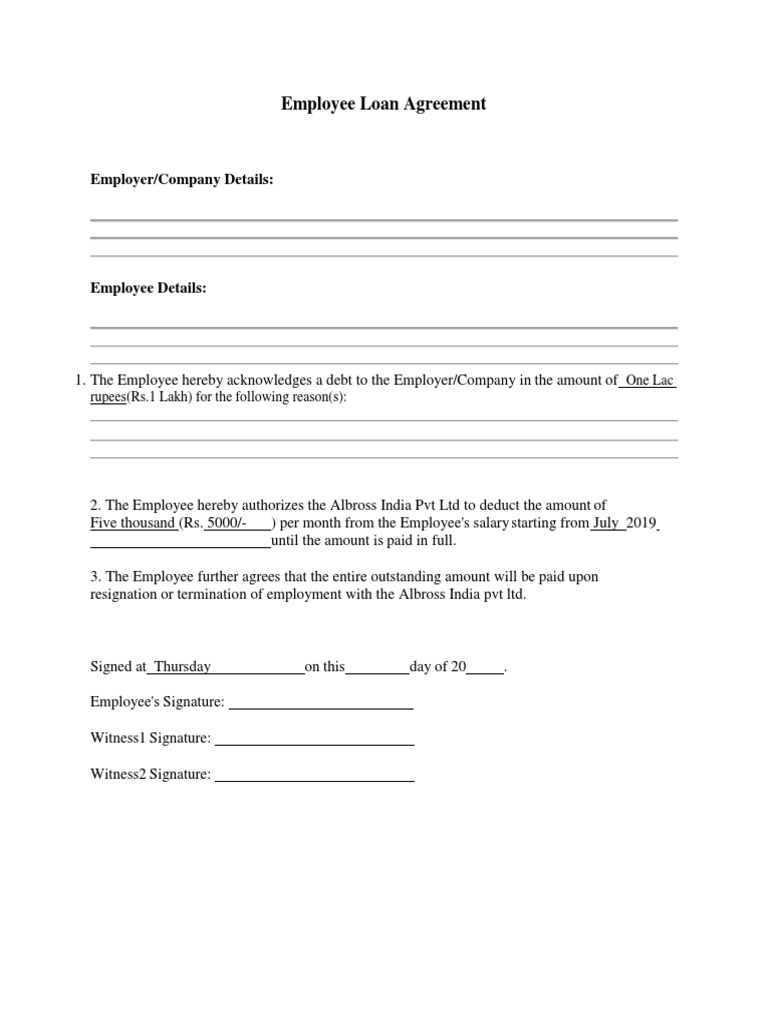 Employee Loan Agreement | PDF