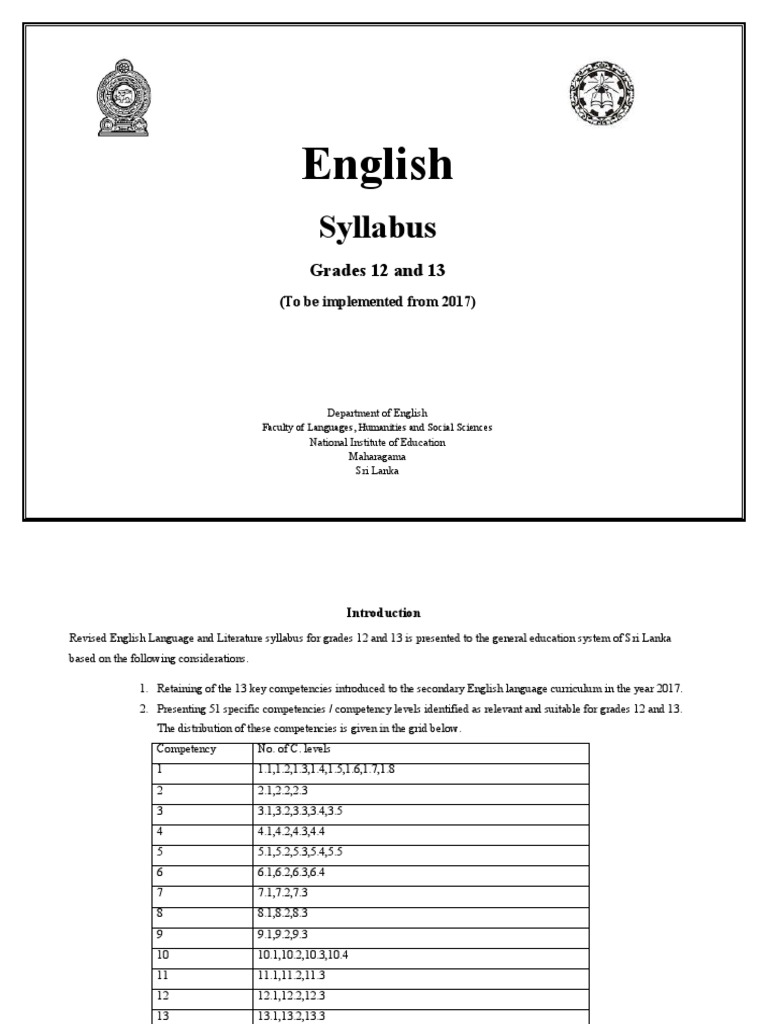 A.L English Syllabus | PDF | Literacy | Curriculum