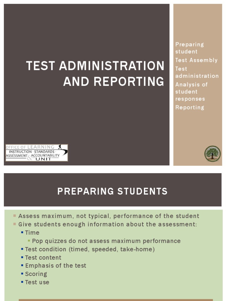 Test Administration and Reporting Guide | PDF | License | Learning