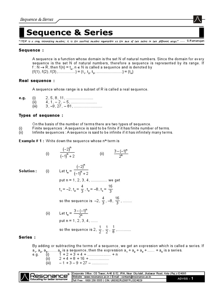 (6665) Sheet 1 Sequence and Series B | PDF | Sequence | Mathematical ...