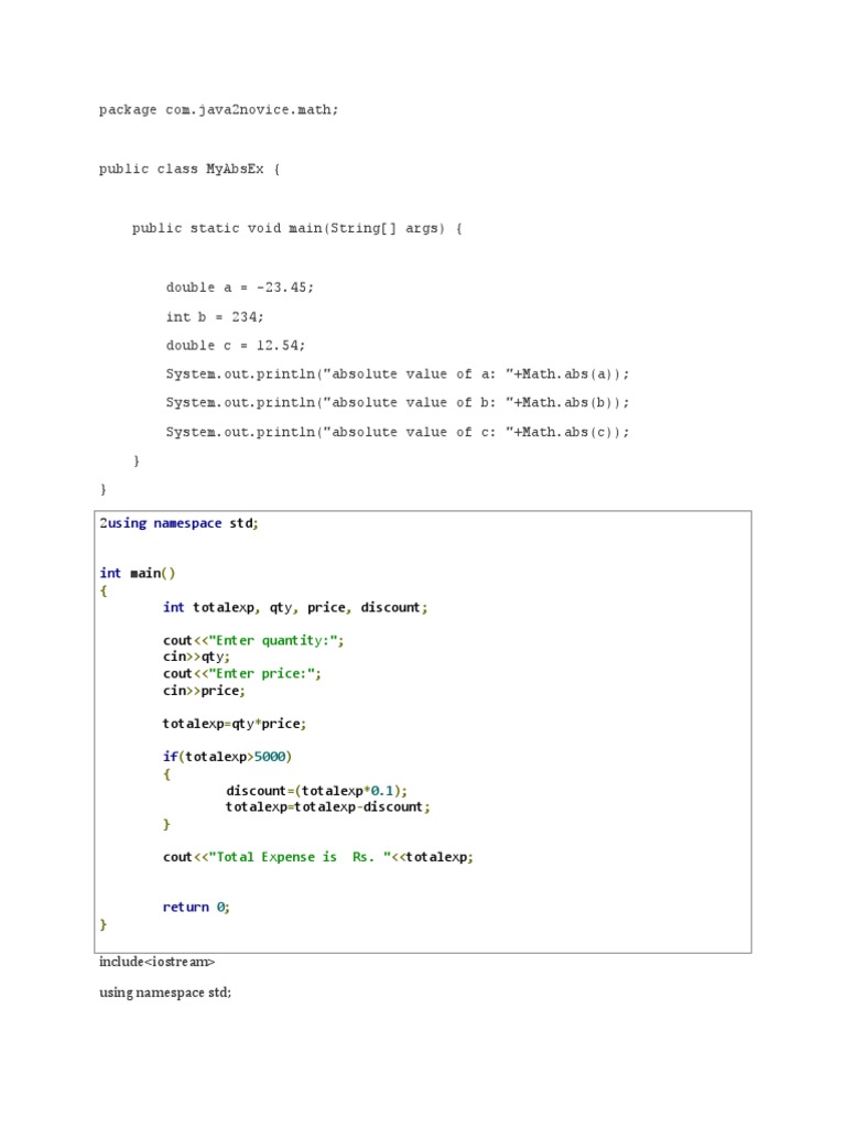 Using Namespace: "Enter Quantity:" "Enter Price:" | PDF