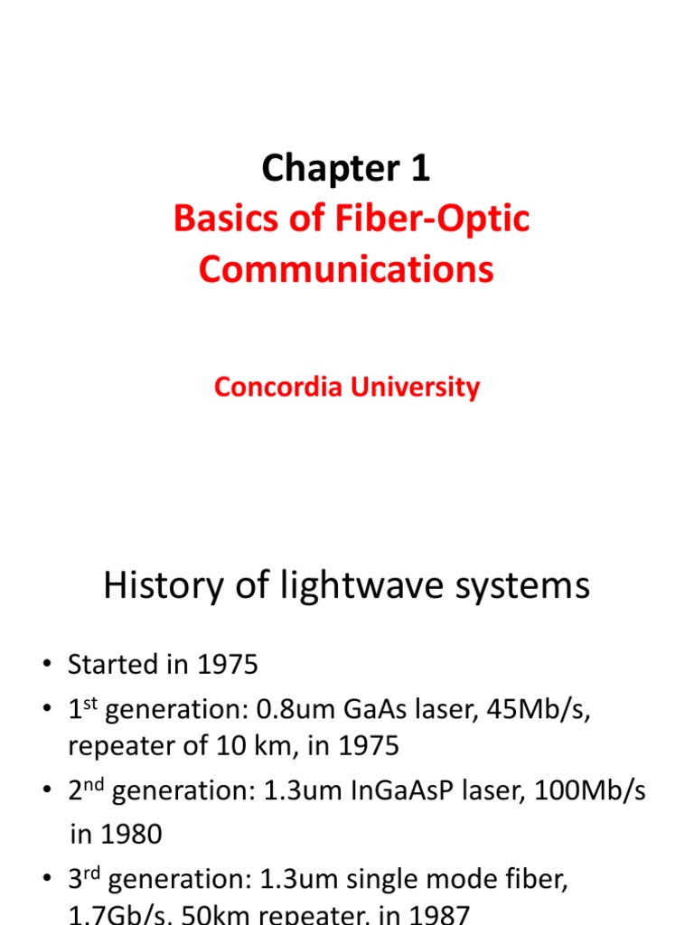 Basics of Fiber-Optic Communications: Concordia University | PDF