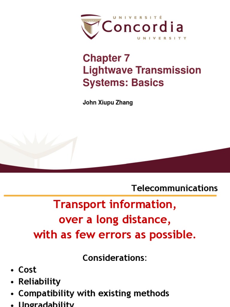 Lightwave Transmission Systems: Basics: John Xiupu Zhang | PDF ...
