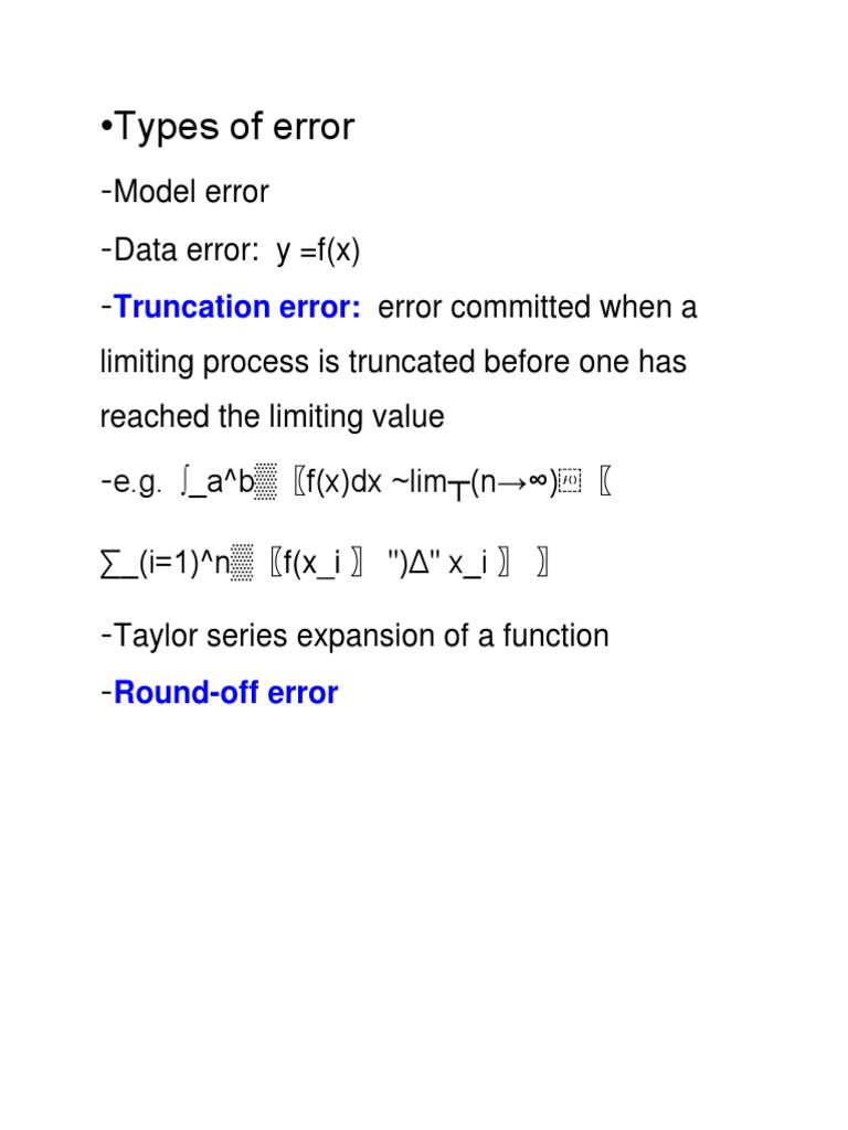 Types of Errors in Mathematical Modeling | PDF