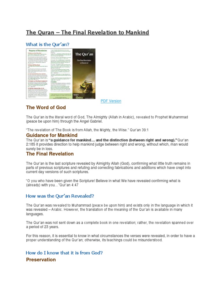 Qur - An Final Revelation | PDF | Quran | Islam