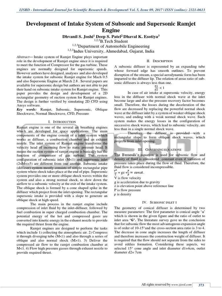 Development of Intake System of Subsonic PDF | PDF | Shock Wave ...