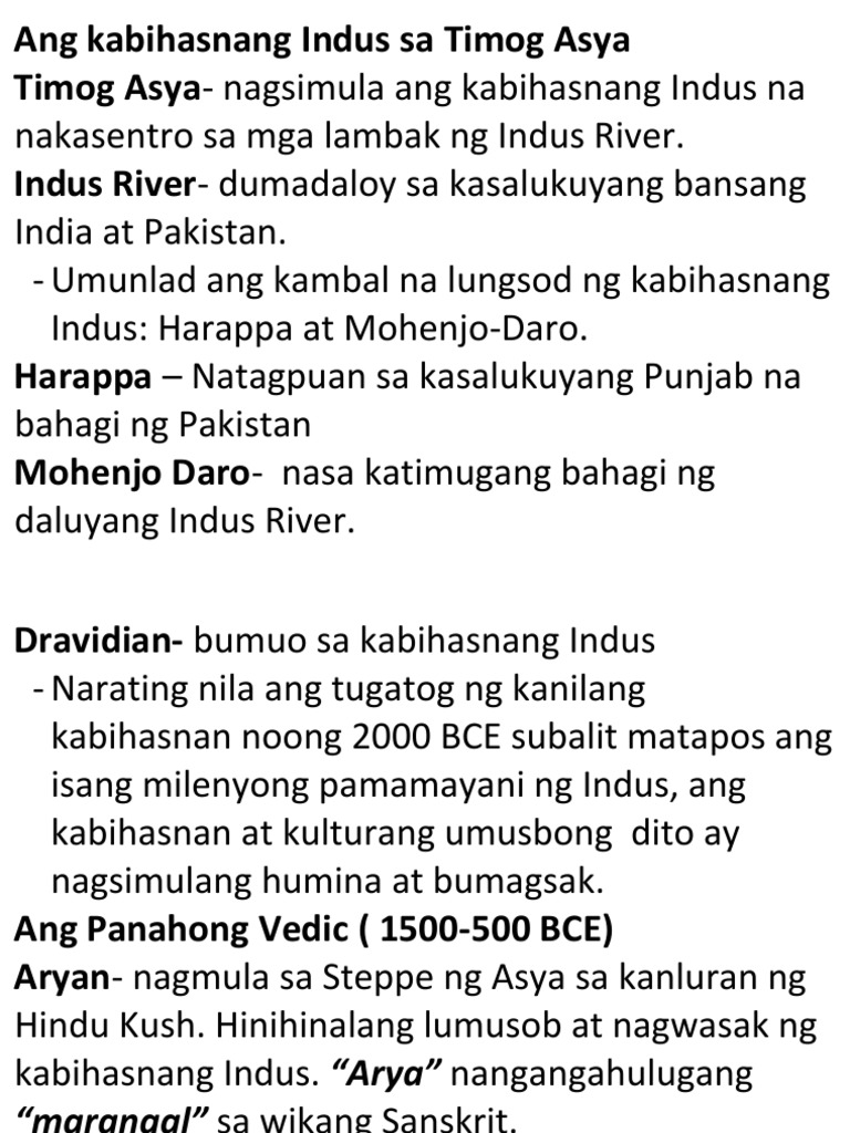 Ang Kabihasnag Indus Sa Timog Asya | PDF