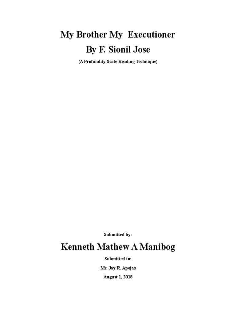My Brother My Executioner Profundity Scale | PDF
