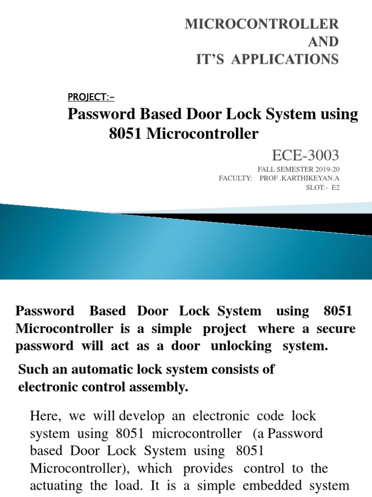 Password Based Door Lock System Using 8051 Microcontroller: Project | PDF