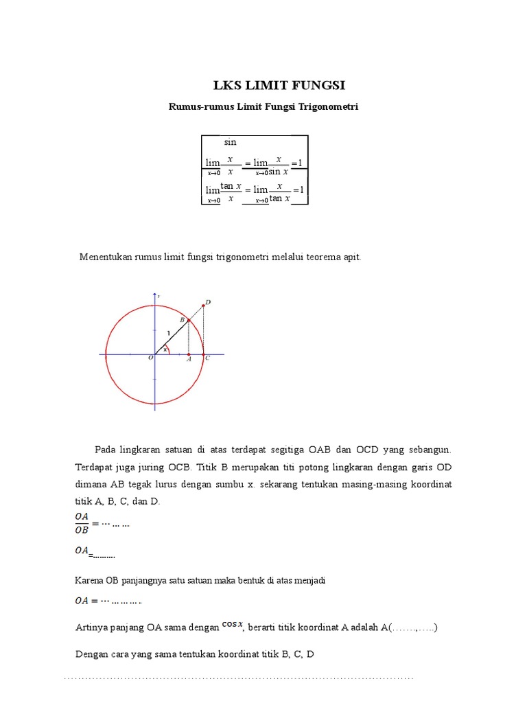 Limit Fungsi Trigonometri dan Teorema Apit | PDF | Metode & Bahan Ajar ...