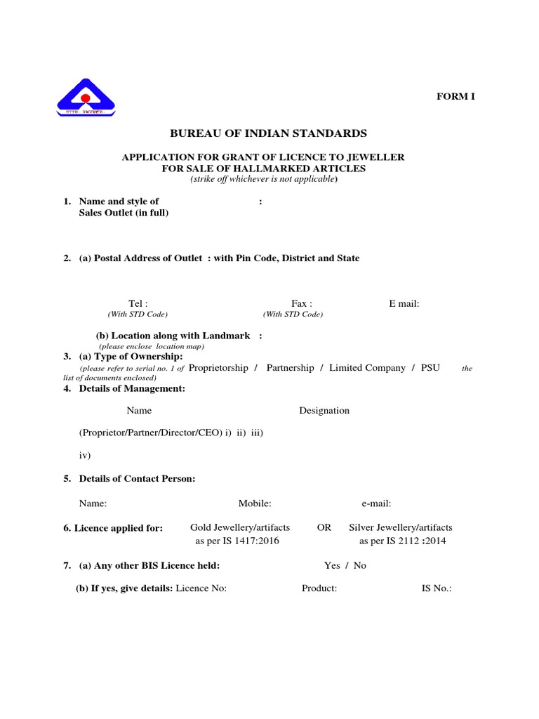 Bureau of Indian Standards: (Strike Off Whichever Is Not Applicable ...