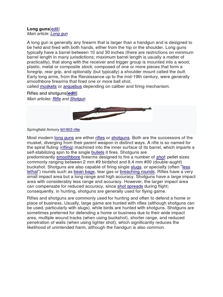 Long Guns: Rifles and Shotguns | PDF | Firearms | Shotgun