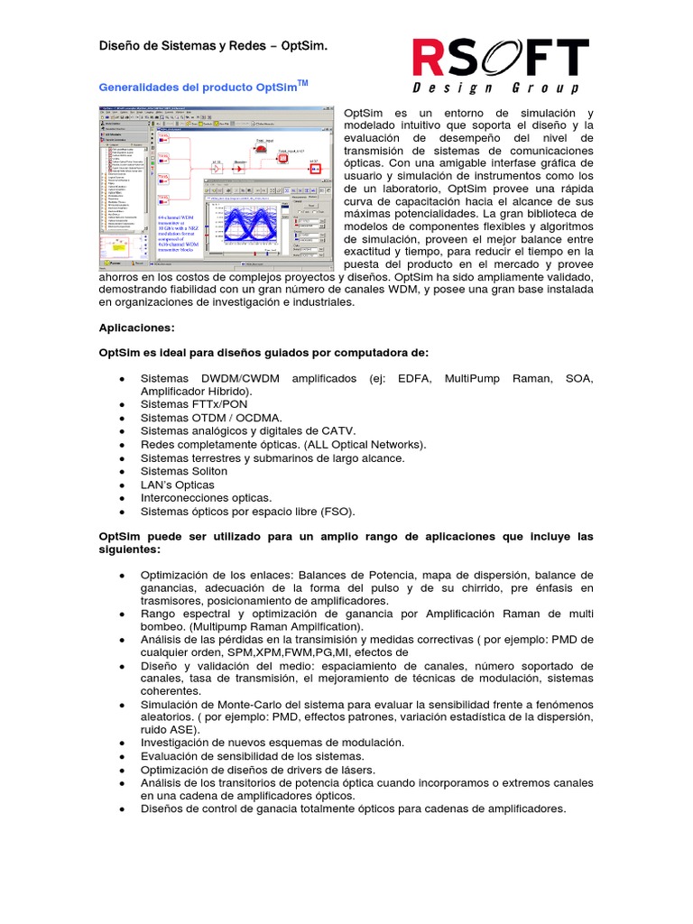 OptSim: Simulación de Comunicaciones Ópticas | PDF | Óptica | Densidad ...