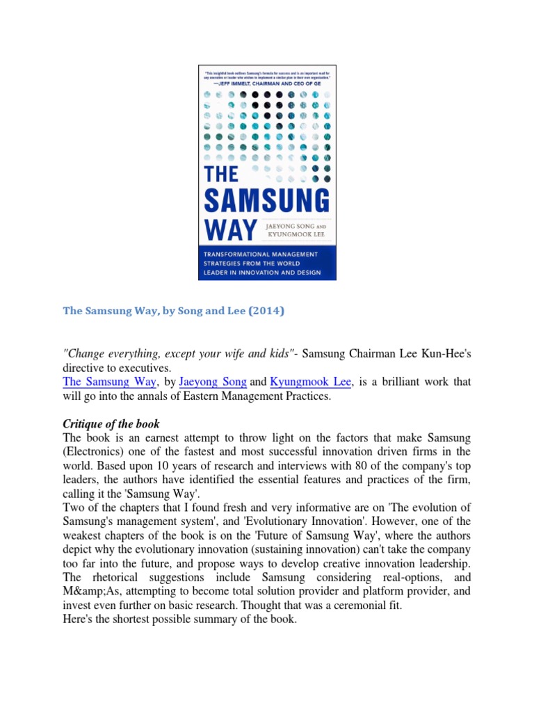 Samsung Way | PDF | Samsung | Strategic Management