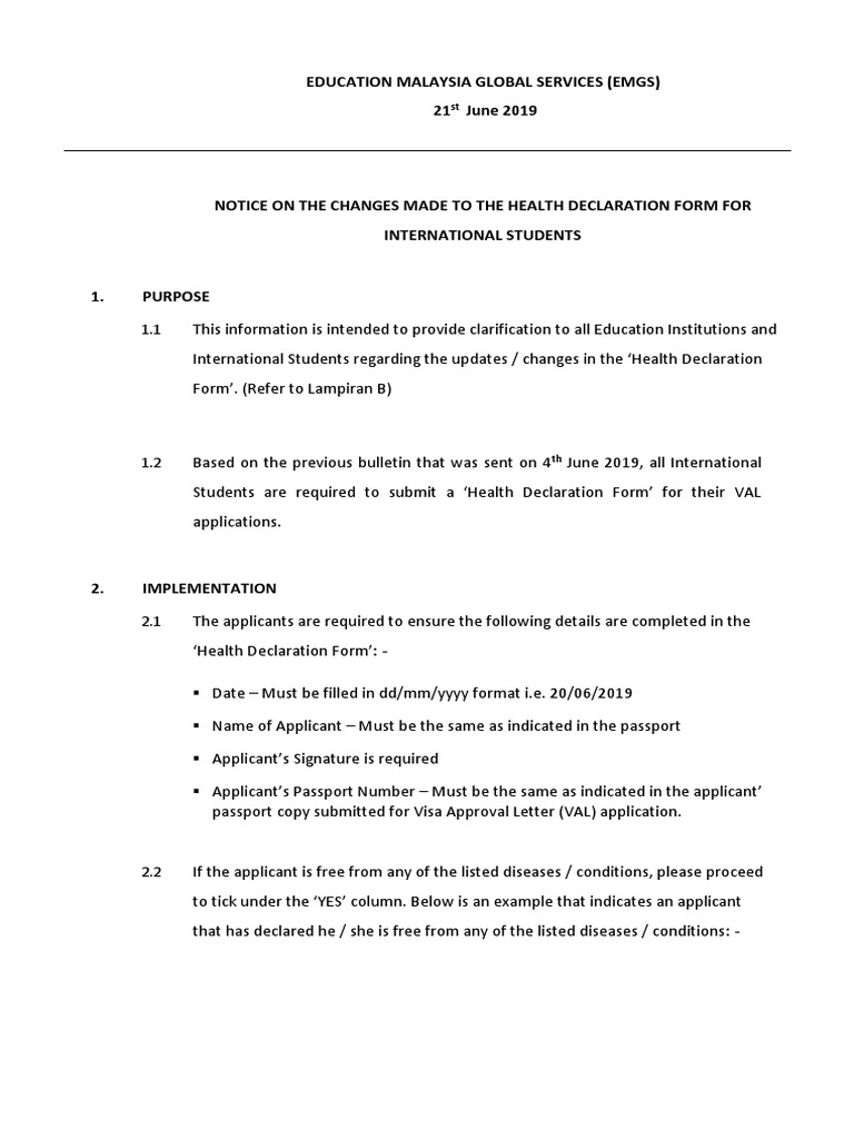Health Declaration Form | Substance Abuse | Psychiatry