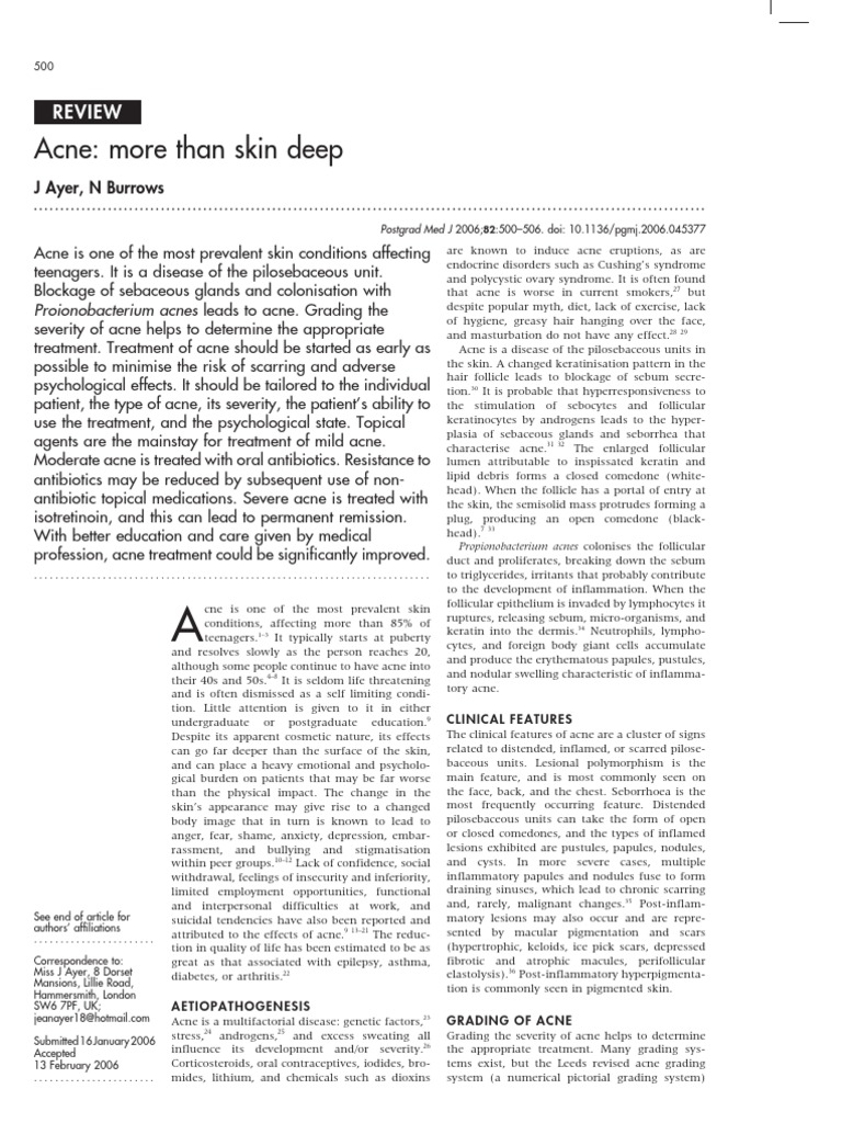 Acne More Than Skin Deep | PDF | Drugs | Medical Specialties