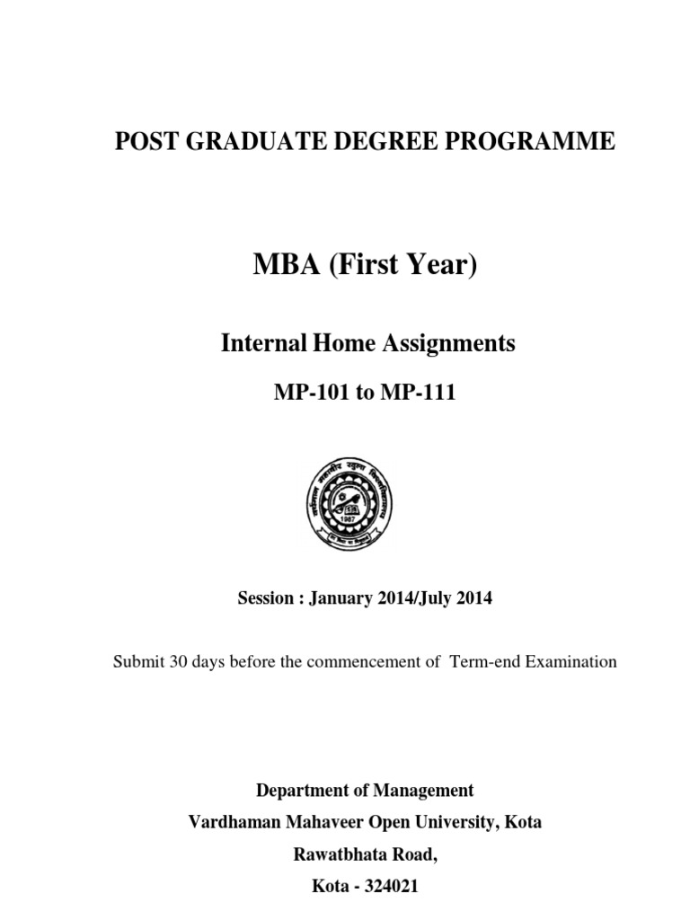 MBA (First Year) : Post Graduate Degree Programme | PDF | Master Of ...