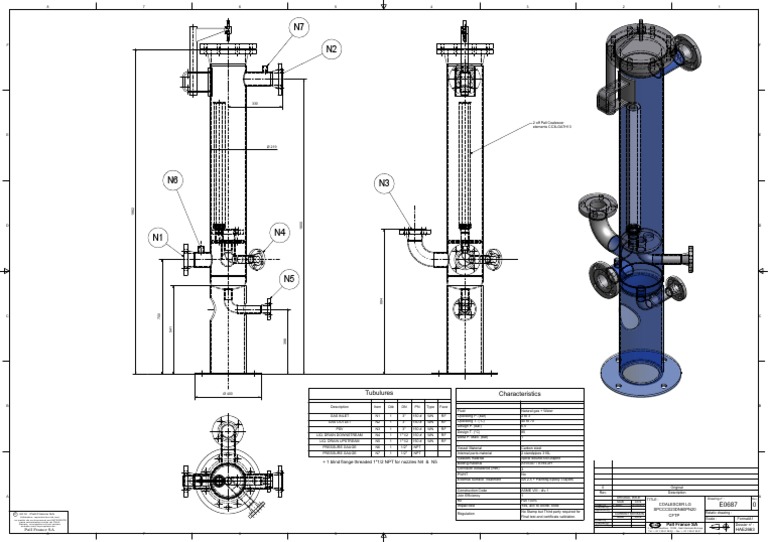 Specifications and design details for a coalescing filter vessel with ...