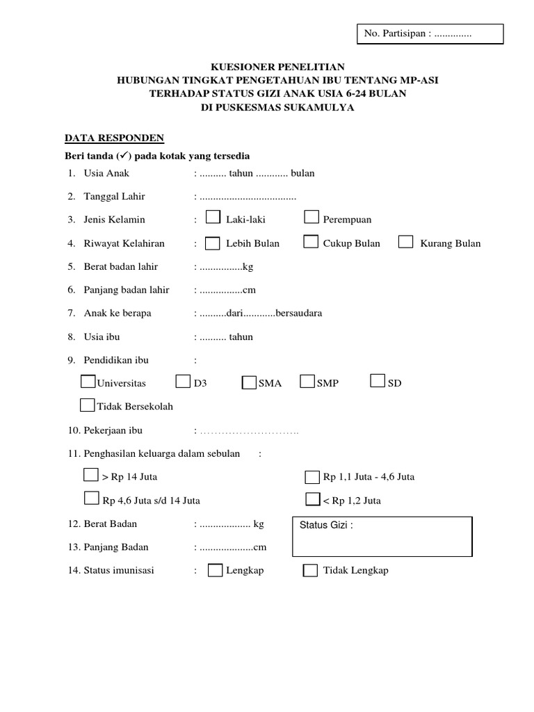 Contoh Kuisioner Ikm | PDF