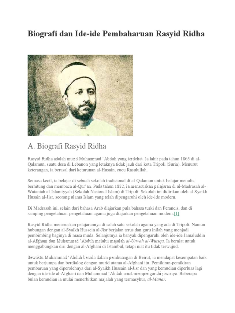 Biografi Dan Ide Rasyid Ridho | PDF