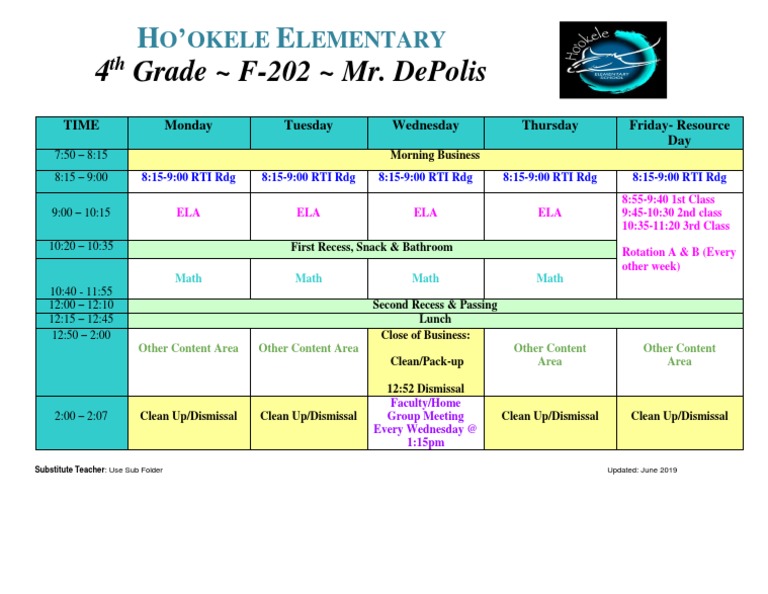 4th Depolis E204 Class Schedule 1 | PDF | Learning
