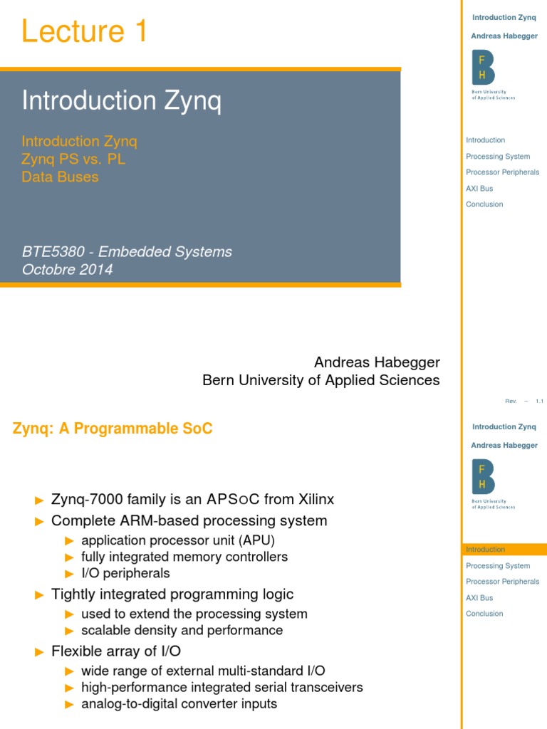 Lecture Zynq Slides | PDF | Booting | Arm Architecture
