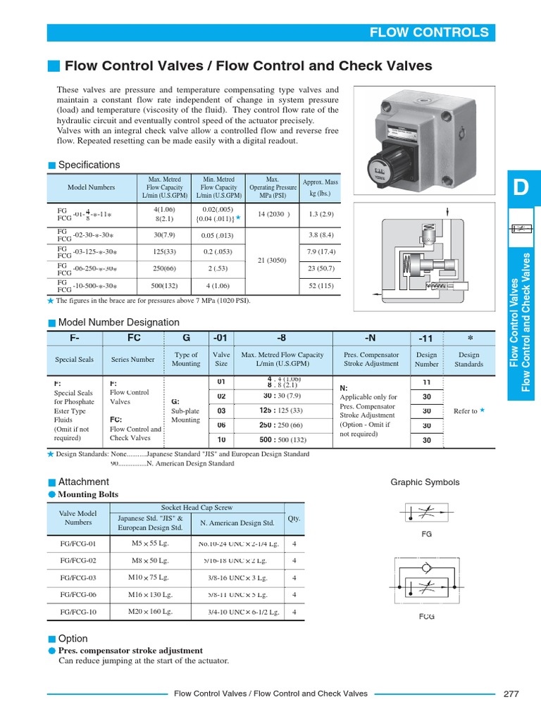 D Flow Control Valves Flow Control and Check Valves | PDF | Valve | Screw