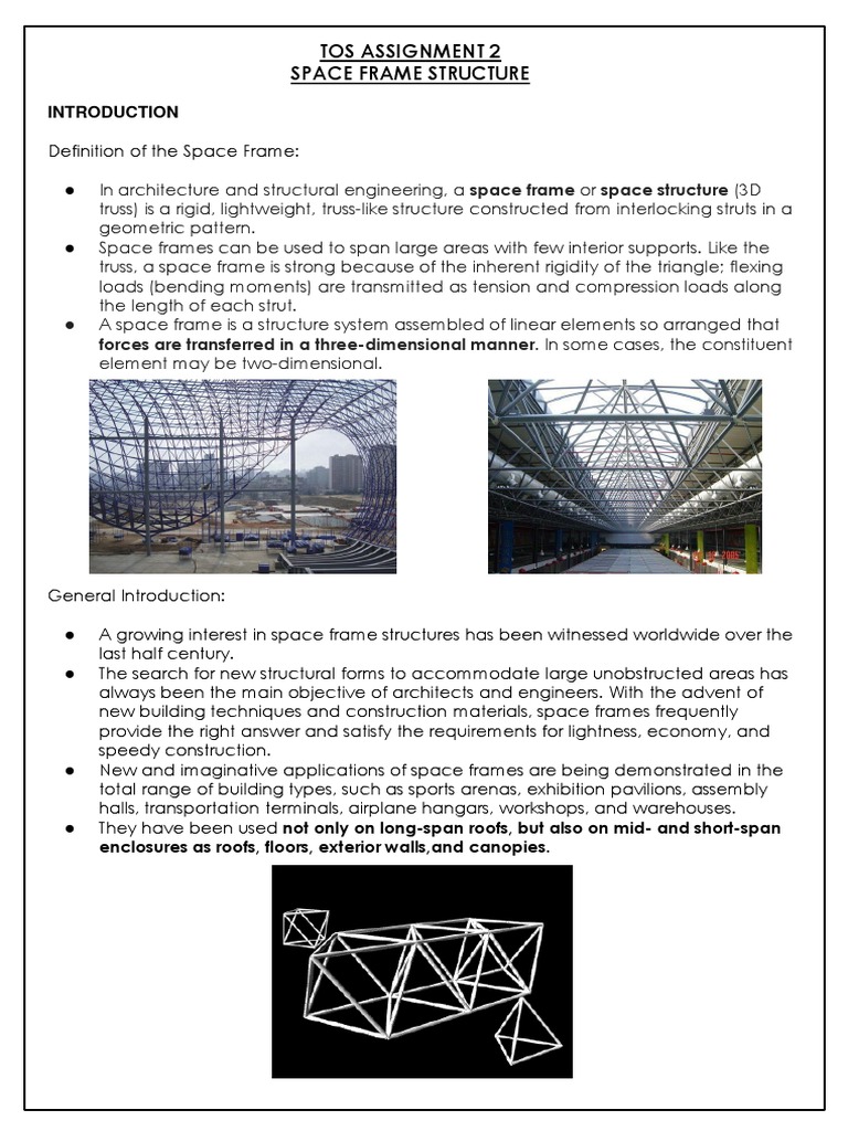 Tos Assignment - Spaceframe | PDF | Truss | Column