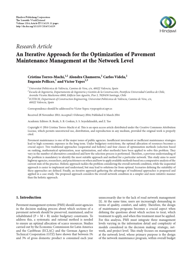 An Iterative Approach For The Optimization of Pavement Maintenance ...