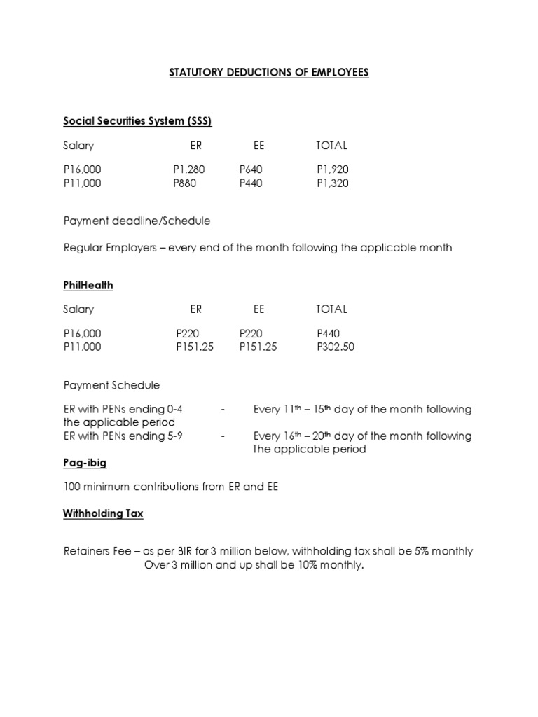 Employee statutory deductions guide | PDF