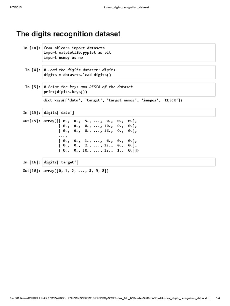 Digits Recognition Dataset | PDF | Statistical Classification | Areas ...