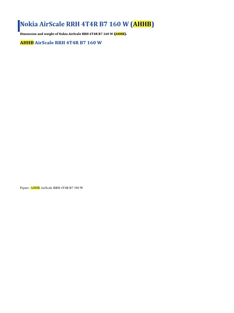 Nokia AirScale RRH Specs & Features | PDF | Bandwidth (Signal ...