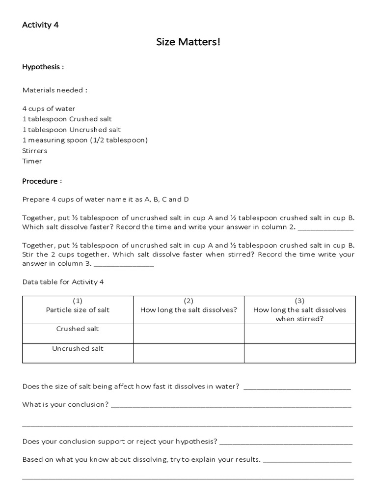 Science Experiment for Students | PDF