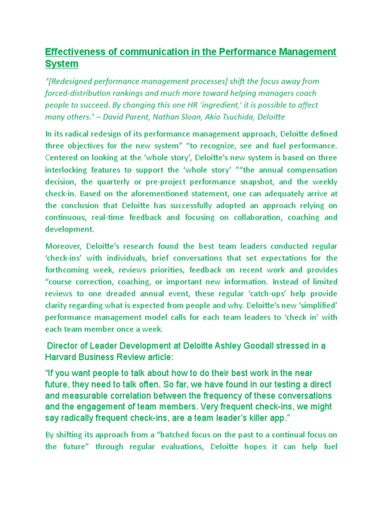 Effectiveness of Communication in The Performance Management System ...