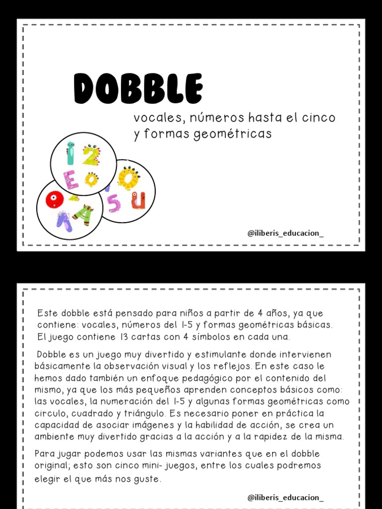 Dobble: Vocales, Números Hasta El Cinco y Formas Geométricas | PDF ...