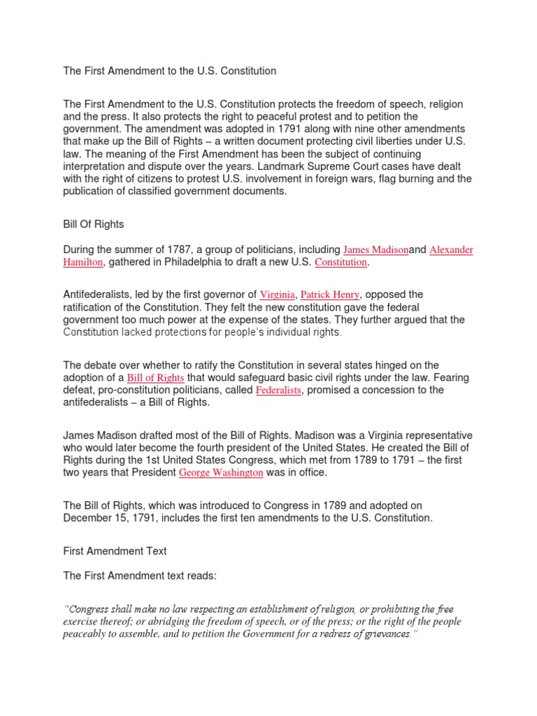 James Madison Alexander Hamilton Constitution | PDF | First Amendment ...