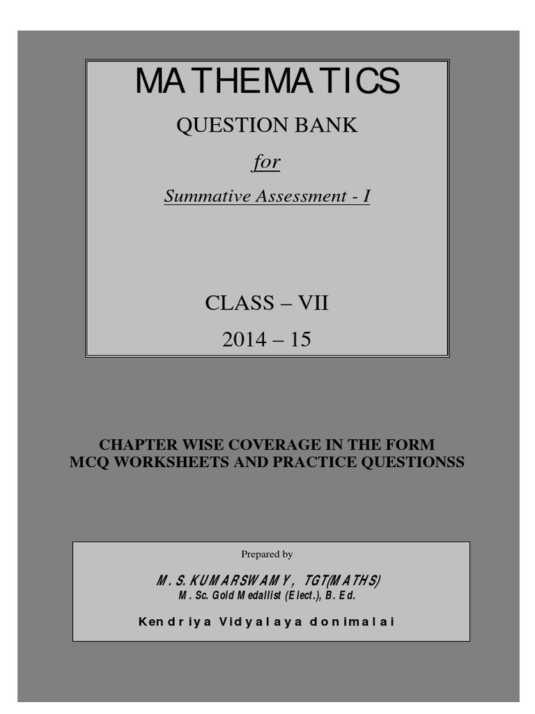 Class 7 Maths Question Bank 2014-15 | PDF | Fraction (Mathematics ...