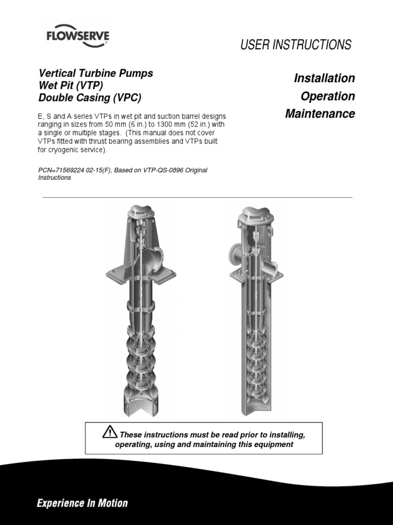 User Instructions: Vertical Turbine Pumps Wet Pit (VTP) Double Casing ...
