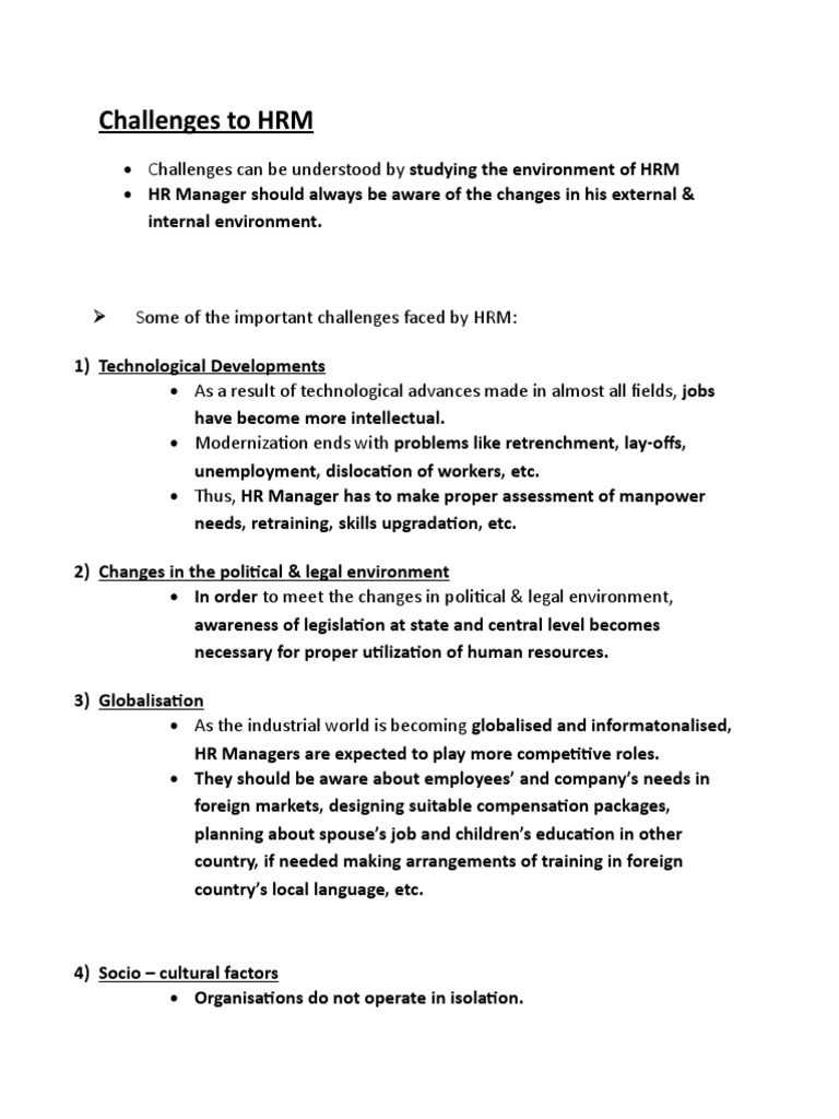 HRM Challenges and Solutions | PDF | Human Resources | Human Resource ...